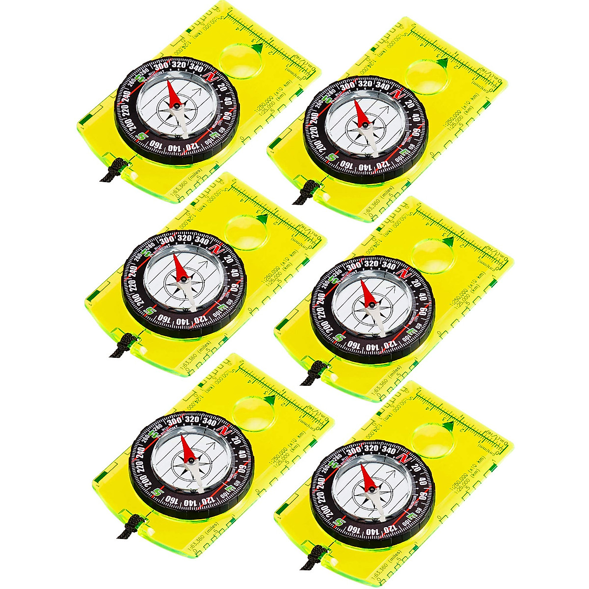 Gejoy 6 Pieces Navigation Backpacking Compass Orienteering Hiking Compass Map Reading Compass for Scout Kids Outdoor Camping (Style 1)