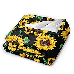 Yellow Sunflower Soft Warm Throw Blanket Lightweight Flannel Fleece Bed Blanket Gift for Kid Baby Adults Or Pet Chair Couch Microfiber Blankets 60"X 50"