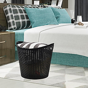 Yuright 6-Pack 30 L Plastic Laundry Hamper Basket, Large Clothes Storage Basket, Black