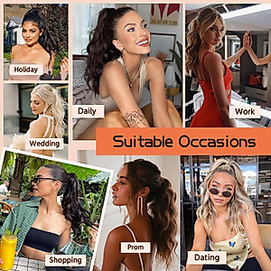 LOMMEL Ponytail Extension Claw Clip Ponytail Extension for Women 20 Inch Long Wavy Ponytail Extensions Synthetic Ponytail Hairpiece Natural Soft Daily Use (18/613)