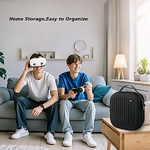 Krypthos Hard Carrying Case Compatible with Meta Quest 3S/Quest 3/Quest 2/Vision Pro, Portable VR Gaming Headset and Touch Controllers Case with Lens Protector, for Travel and Home Storage (Black)