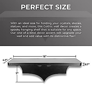 Bat Shelf Gothic Decor - Gothic Bedroom Shelf - Spooky Home Decor Gifts - Floating Shelf with Hooks - Cool Wall Shelves for Bedroom - Wall Hanging Shelves - Apartment Room Decor, Home Decor Accents