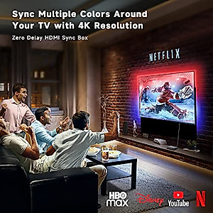 COMSYNC Immersion TV LED Backlights Kit & HDMI 2.0 Sync Box, RGBIC Wi-Fi TV Light Strip for 55-65 inch TVs PC, Works with Alexa & Google Assistant, App Control, Sync with TV, Music and Gaming, 4K HDR