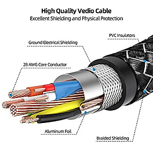 DVI to VGA Cable 6ft, FEMORO Active DVI-D 24+1 to VGA Adapter Male to Male Gold-Plated Braided Cable for HDTV PC Host Laptop Monitor and Projector