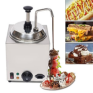 Cheese Dispenser,2.6Qt Hot Fudge Caramel Warmer,Electric Cheese Warmer with Heated Pump,800W Hot Fudge Warmer,Stainless Steel Hot Cheese Dispenser
