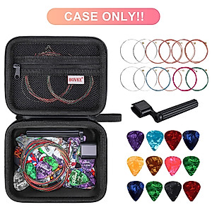 BOVKE Guitar Picks Holder Case for Fender, ChromaCast, D'Addario, JIM DUNLOP, Bolopick, MUSICAL INSTRUMENT All Size Guitar Picks, Mesh Pocket for String Winder, Bridge Pins, Black (Case Only)