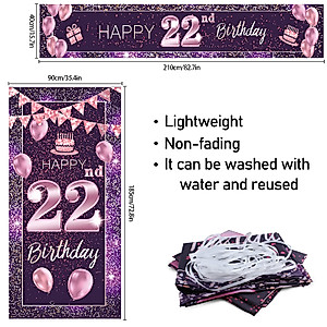PAKBOOM Happy 11th Birthday Door Cover Porch Banner Sign Set - 11 Years Old Birthday Decoraions Party Supplies for Girls - Purple Pink