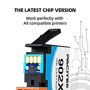 PACITEK Compatible Ink Cartridge Replacement for HP 902 XL 902XL with Advanced Chip Technology to use with Officejet Pro 6974 6968 6978 6975 6960 Officejet 6951 6954 6956 6958 6950 6962(4 Pack)