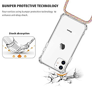 YESPURE Crossbody Case for iPhone 12/12Pro,Shockproof Case for iPhone 12/12Pro [ with Adjustable Lanyard Strap ] Clear Soft Slim Thin TPU Anti Scratch Protective Cover - Rainbow Yellow