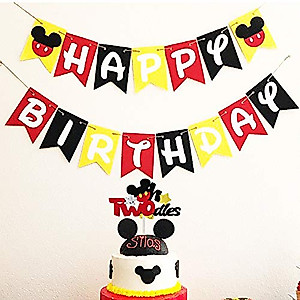 Oh Twodles Balloons Mickey Mouse Second Birthday Cake Topper 2nd Banner Party Supplies Decorations Photo Prop for Boy Baby Bday (Twodles)