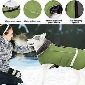 Doglay Dog Winter Coat with Thicken Furry Collar, Fleece Lining Reflective Warm Dog Jacket, Waterproof Adjustable Dog Clothes for Cold Weather, Soft Puppy Vest Apparel for Small Medium Large Dogs