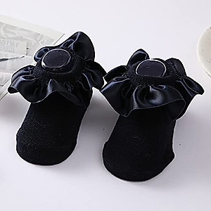 Yenzat Baby Girls Ruffle Grip Socks Newborn Infant Anti Slip Non Skid 0-6 Months 6 Pairs