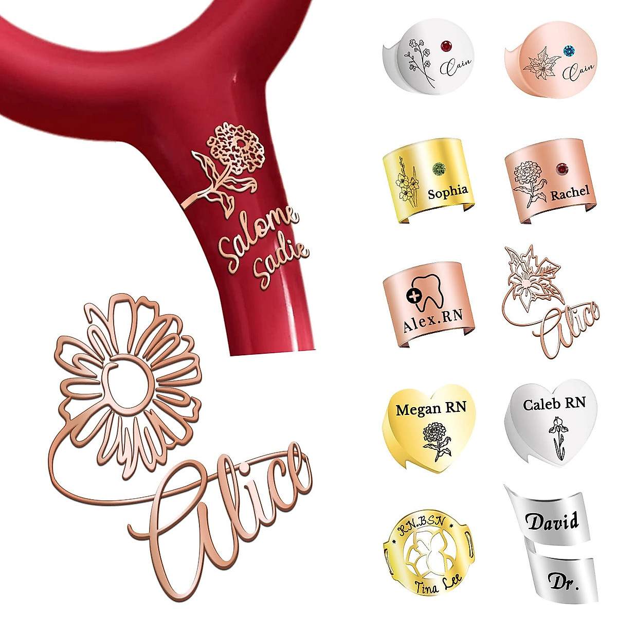 Stethoscope Name Tag Personalized Custom Stethoscope Engraved Name Charm with ID Tag, Nurses Week Gift for Nurse Doctor Medical Vet(Style7)