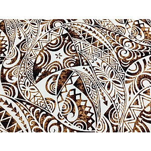 Originals by HITOMI Brown Swirly Tribal 100% Cotton Hawaiian Print Fabric Sold by The Yard, Red