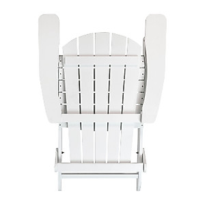 Flash Furniture Charlestown Folding Adirondack Chair - White - Poly Resin - Indoor/Outdoor - Weather Resistant - Set of 2