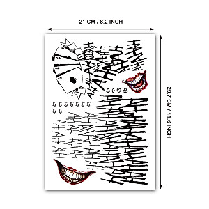 Halloween Temporary Tattoos, 3-Sheet Large Fake Tattoo Stickers for Women Halloween Costume Cosplay