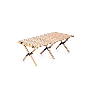 DOUBAO Outdoor Egg Roll Table Portable Folding Table Camping Home Self Driving Tour Solid Wood Barbecue Picnic Table