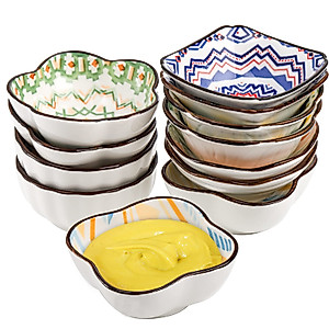 Lyellfe Set of 12 Ceramic Pinch Bowl, Small Bowls for Dipping, 4 Oz Soy Sauce Dish, Handmade Prep Charcuterie Board Bowl for Yogurt, Souffle, Ice Cream, Side Dish