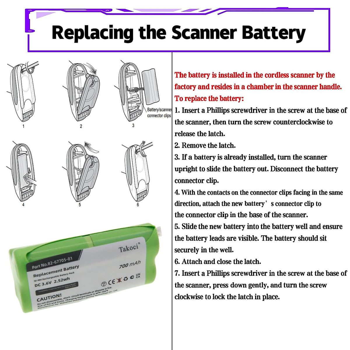 Youejoeq (10-Pack) Replacement Battery for Symbol LS4278 LS4278-M DS6878 DS6878-SR 82-67705-01 BTRY-LS42RAAOE-01 Barcode Scanner Battery 700mAh 3.6V - 3.7V NiMH