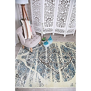 Distressed Rugs for Living Room Clearance (Medium 5'x8', Ivory)