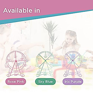 Zoie + Chloe Ferris Wheel Cupcake Stand - Decorative Cupcake Holder for Parties - Spinning Display for Serving Pastry, Treats & Desserts - Easy-to-Clean, Fits 8 Medium Cupcakes - 14x4x17, Rose Pink