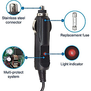 HQRP Car Charger Compatible with Sylvania SDVD7045 SDVD7047 SDVD8706 SDVD8716 SDVD8716-COM SDVD8727 Portable DVD Player, 12-Volt DC Vehicle Power Adapter Cable Cord