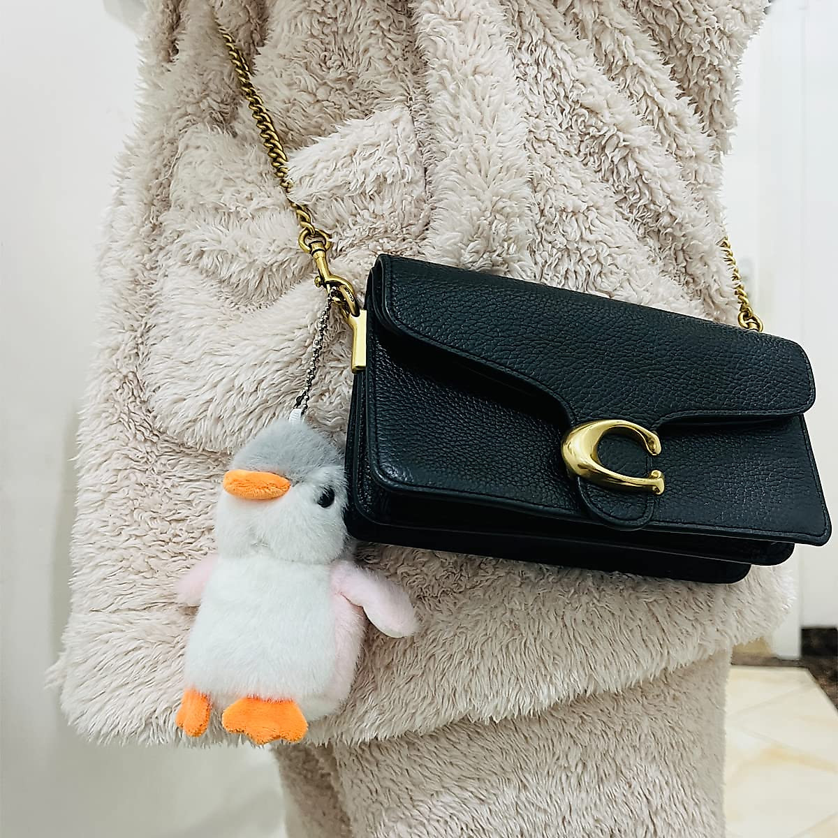 Alodidae 9 Pcs Mini Penguin Stuffed Animal Plush Keychain Toys Cute Penguin Gifts Penguin Party Supplies Small Penguin Hanging Pendant for Bag Christmas Tree (Black Pink Grey)