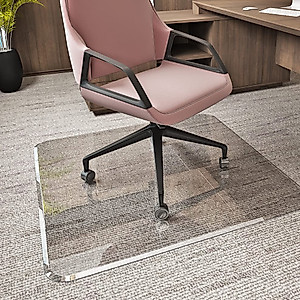 45” x 53” Glass Chair Mat with Exclusive Beveled Edge by Clearly Innovative, 1/4” Thick Clear Tempered Glass with Easy Roll Edges | Protect Your Home or Office Floor | Perfect for Hardwood or Carpet