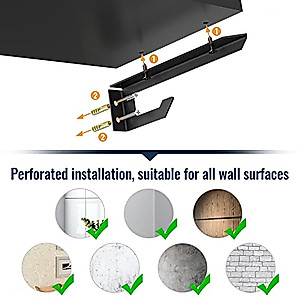 NiHome Black Floating Shelves for Wall Decor Industrial Wall Shelves for Storage Bedroom Hanging Bathroom Shelf Floating Bookshelf Set of 3