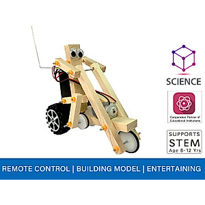 Pica Toys Wooden Wireless Remote Control Robotics Bicycle K3 - Creative Engineering Circuit Science STEM Building Kit - Electric Motor DIY Experiment for Kids, Teens and Adults