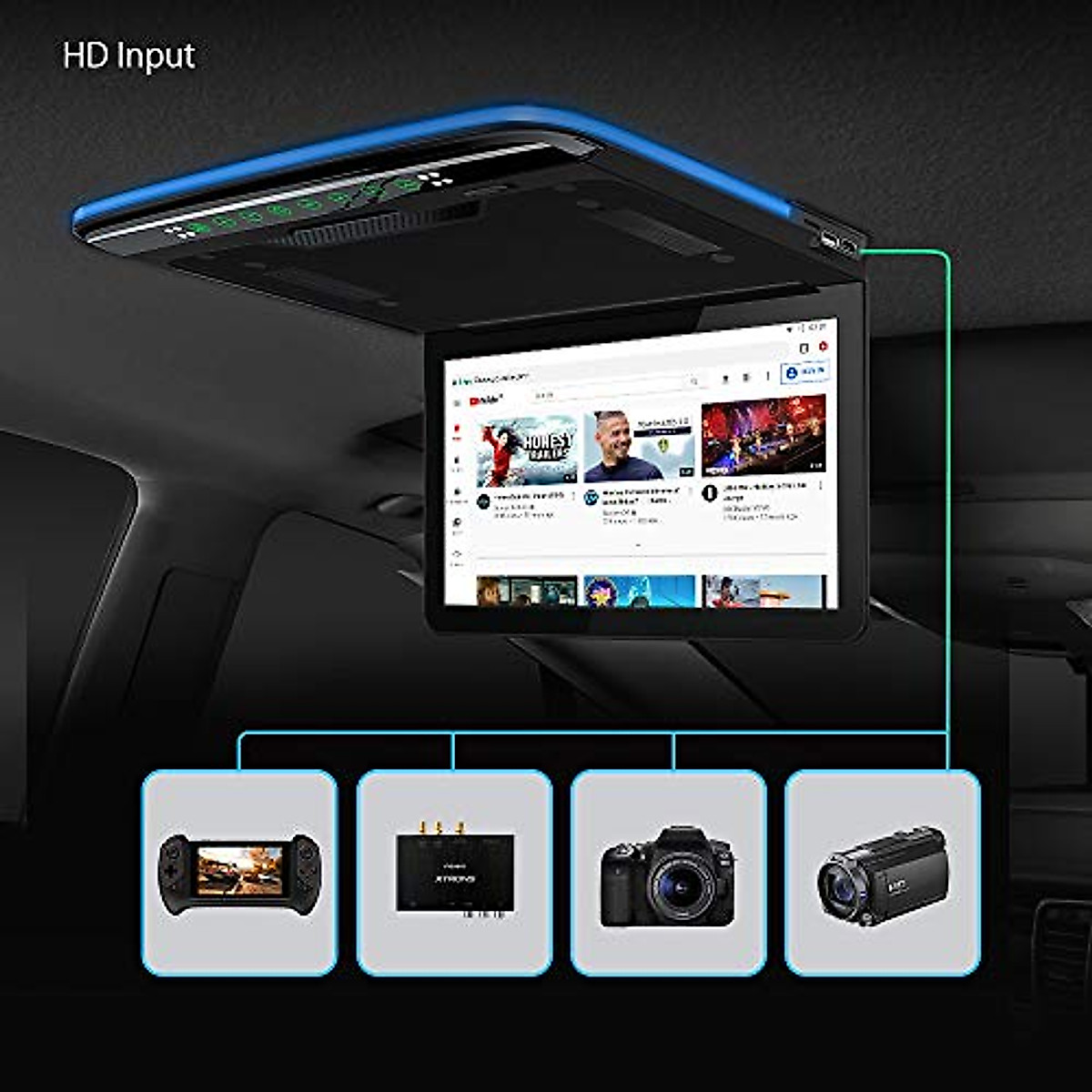 XTRONS Android Car Overhead Player 13.3 Inch Wide IPS Screen Car Roof ...