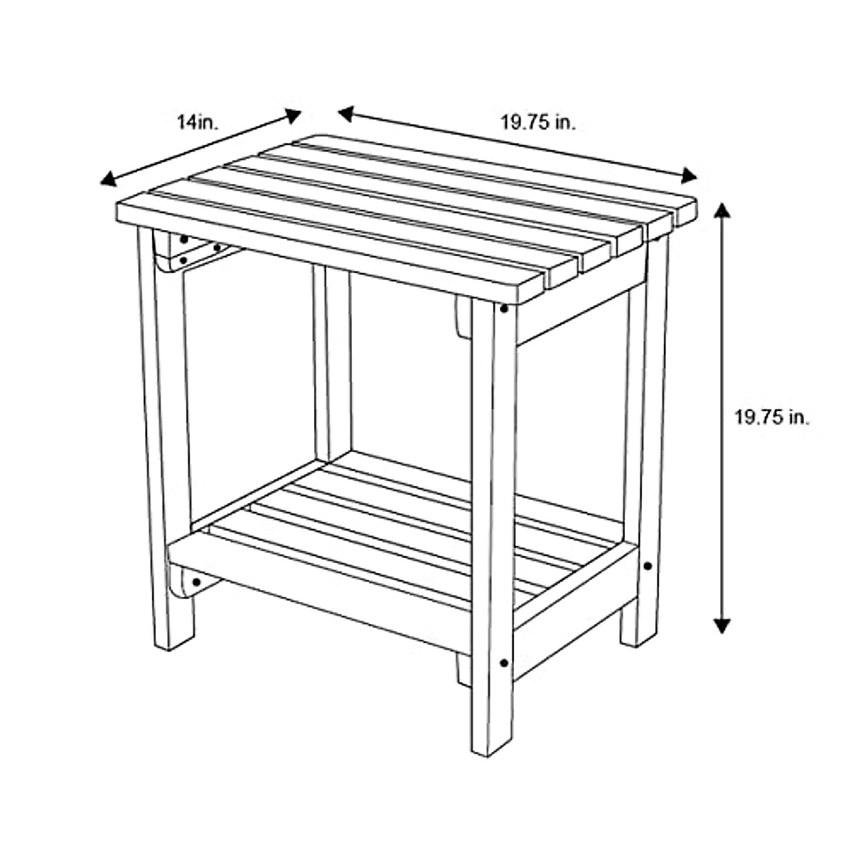 Shine Company Providence Rectangular Solid Wood Side Table, Outdoor Adirondack Patio Table, Eggshell White