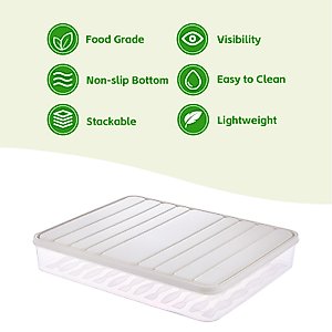 Food Storage Containers, Rectangle Food Storage Containers with Lids for Bacon, Deli meat, Lunchmeat, Vegetable, Noodles, Dumplings, and More, Crisper Bins for Refrigerator with Stackable and Visible