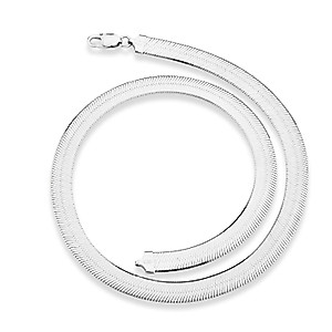 Miabella Solid 925 Sterling Silver Italian 10mm Wide Herringbone Chain Necklace for Women Men | Made in Italy (Length 22 Inches)