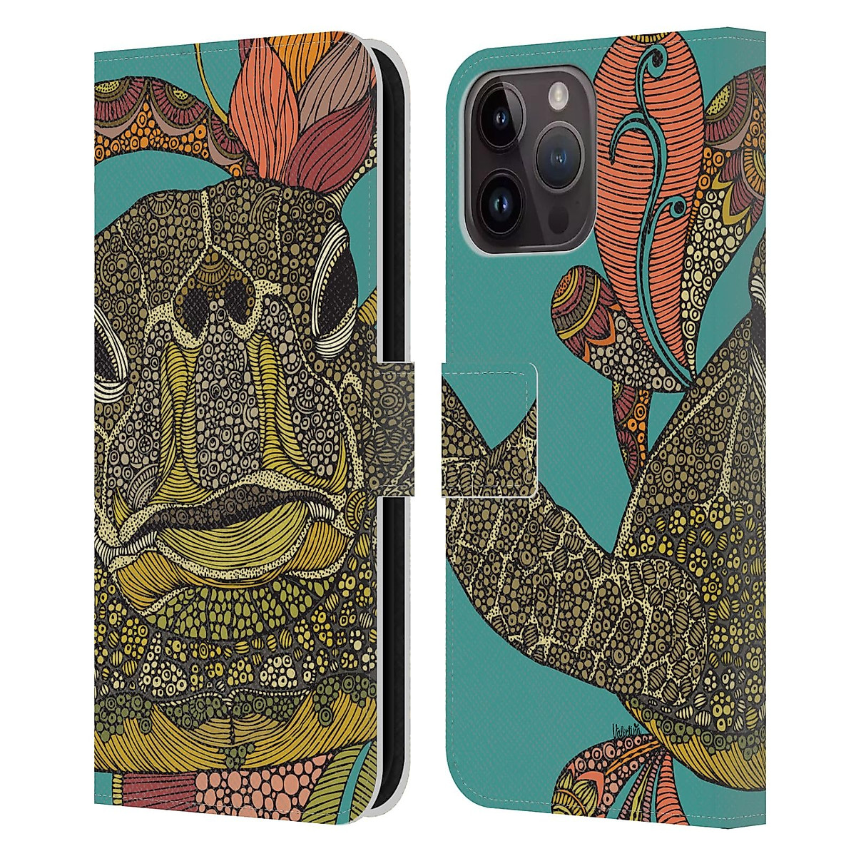 Head Case Designs Officially Licensed Valentina Toitle Animals and Floral Leather Book Wallet Case Cover Compatible with Apple iPhone 15 Pro Max