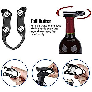 Wine Opener Set, 8 Pieces Manual Red Wine Bottle Opener with Classic Wood Case, Corkscrew for Wine Bottles, Stainless Steel Wine Opener Kit for Valentines Day Wine Gift Set