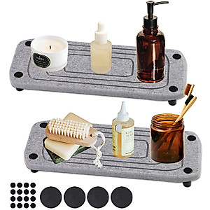 Yipem 2 Pcs Sink Caddy Instant Dry Sink Organizer Fast Drying Stone for Kitchen Counter, Diatomaceous Water Absorbing Stone Sink Tray Quick Dry Sink Stone for Home Decor