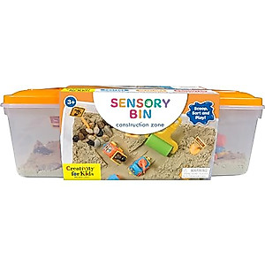 Creativity for Kids Sensory Bin: Construction Zone Playset - Preschool Learning Activities, Excavator Toys for Boys Ages 3-5+, Outdoor Toys and Gifts for Kids