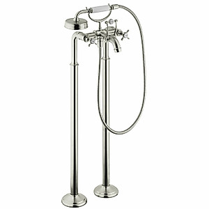 AXOR Classic Montreux 2-Handle 20-inch Wide Wall-Mounted Freestanding Bathtub Faucet with Handshower in Brushed Nickel, , 16547821