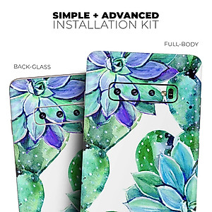 DesignSkinz Watercolor Cactus Succulent Bloom V12 Protective Vinyl Decal Wrap Skin Cover Compatible with The Samsung Galaxy S20 (Screen Trim & Back Glass Skin)
