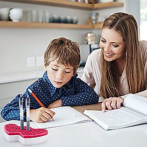 GORGECRAFT Silicone Makeup Brush Holder Sew Desktop Organizers Multipurpose Painting Pen Stand Holder Cosmetic Storage Box for Stash and Store (Rose Red)