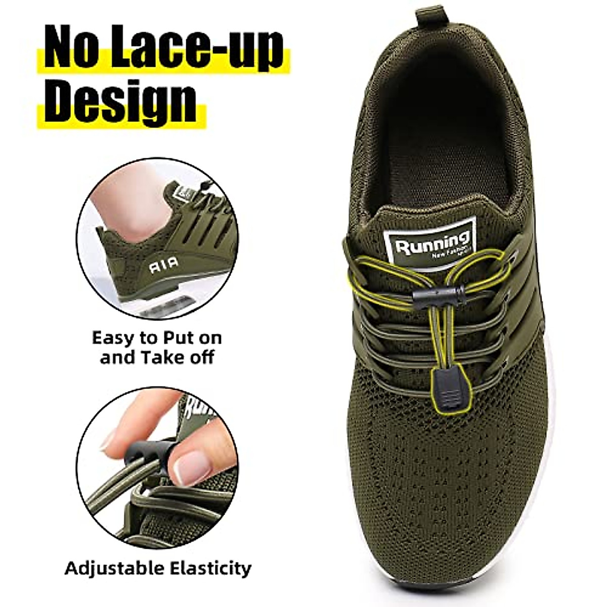 FINOTAR Men Running Shoes Lightweight Breathable Fashion Sneakers Air Mens Walking Shoes Tennis Jogging Gym Travel Outdoor Sports Shoes Green 6.5