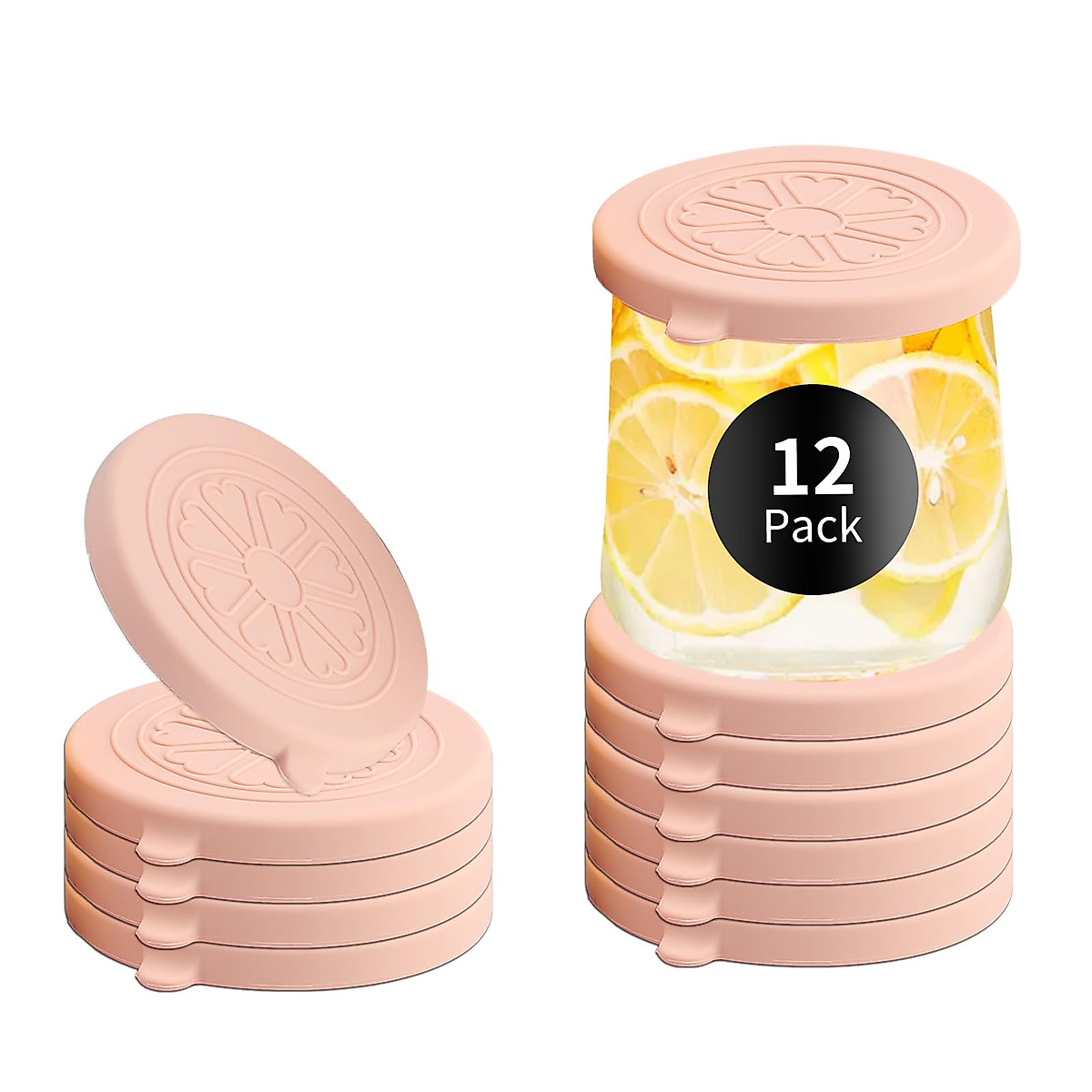 VOLCANOES CLUB Oui Yogurt Jar Lids Silicone | Covers Fit For 5 Oz Oui Yogurt Glass Jars | Perfect For Oui Yogurt Bottle with Label | Lids Only | Food-Grade/Leakproof/Reusable | 12Pcs Flesh Colors