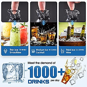 COTLIN Commercial Ice Machine 200LBS/24H with 80LBS Storage Bin, 26” Air Cooled Freestanding Ice Maker 10LBS Ice Bags Undercounter Clear Cube Ice Machine for Home Bar Restaurant, 115V (P518A)