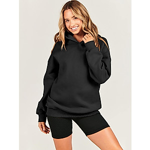 ANRABESS Womens Oversized Hoodies Fleece Pullover Sweatshirts Fall Casual Comfy Lightweight Hooded Clothes for Teen Girls Black A1023heise-S