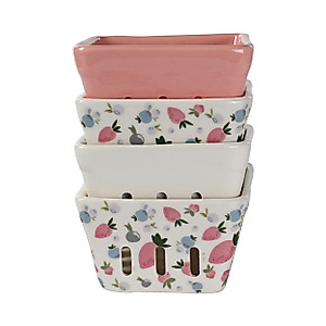7Penn Ceramic Berry Basket Colander Fruit Bowl, Set of 4 - Decorative Ceramic Fruit Carton for Produce Storage