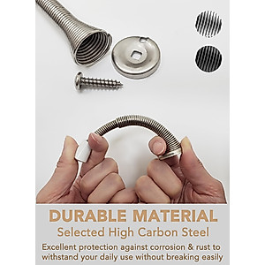 12 Pack Door Stoppers, Extended from 3-Inch to 4inch Spring Door Stop with Rubber Bumper Tips, Prevents Wall &Door Damage, Satin Nickel Finish (Silver)…