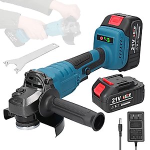 Cordless Angle Grinder, Weytoll 21V Brushless Cordless Grinder, Electric Grinding Wheels, Lithium Cutter Utility Power Tool 125mm M14 Angle Grinder With wrench, Assist Grip Handle and Baffle