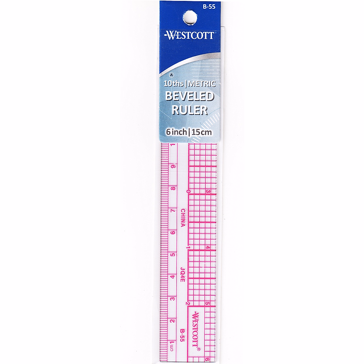 Westcott B-55, 6"/15cm 10ths/Metric Beveled Ruler. (3 pack)