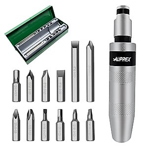 AUPREX Manual Impact Screwdriver, 1/2” Reversible Hand Impact Driver Set, Hammer Screwdriver with 12-Piece CR-V Slotted, Phillips, Hexagonal Bits Set for Removing Rusted Fasteners or Frozen Bolts